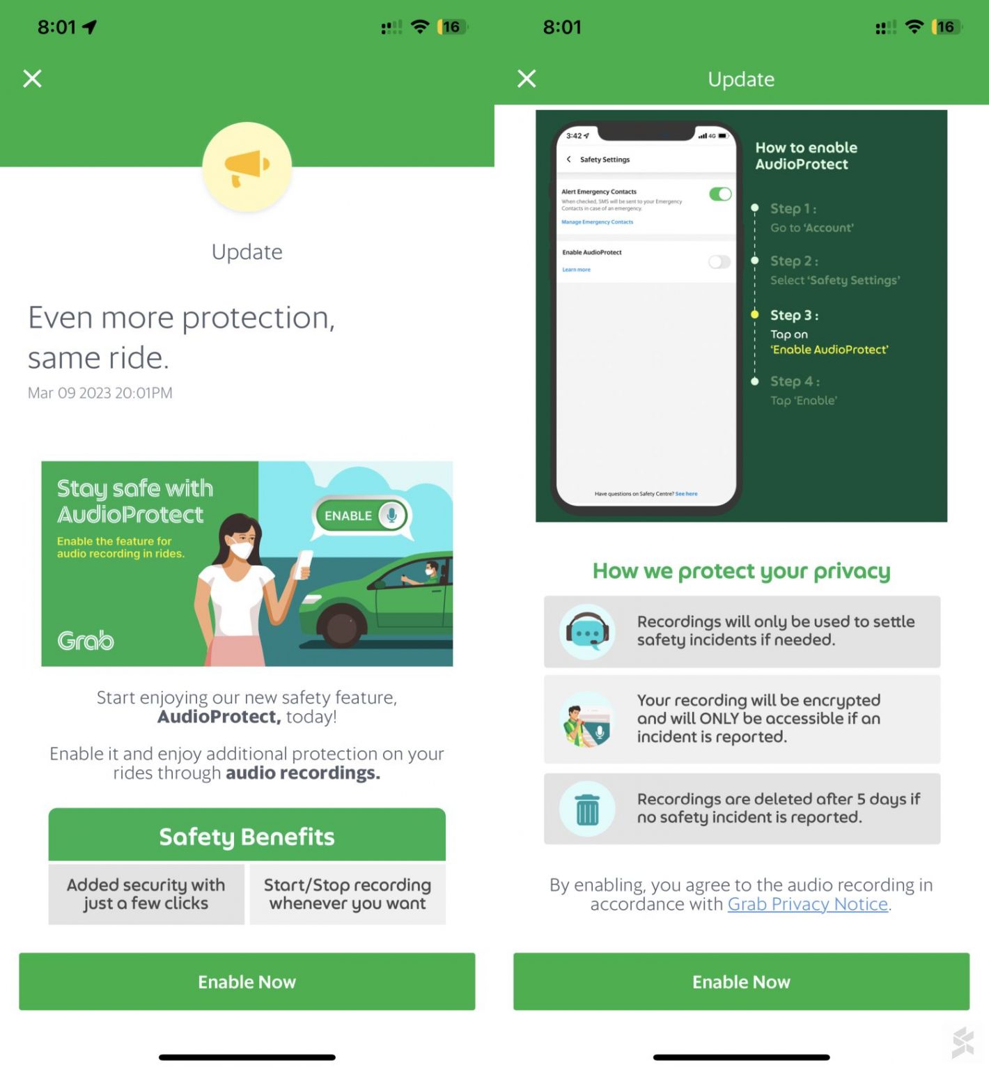 Grab推出音频录制功能 保障乘客司机安全 - SoyaCincau