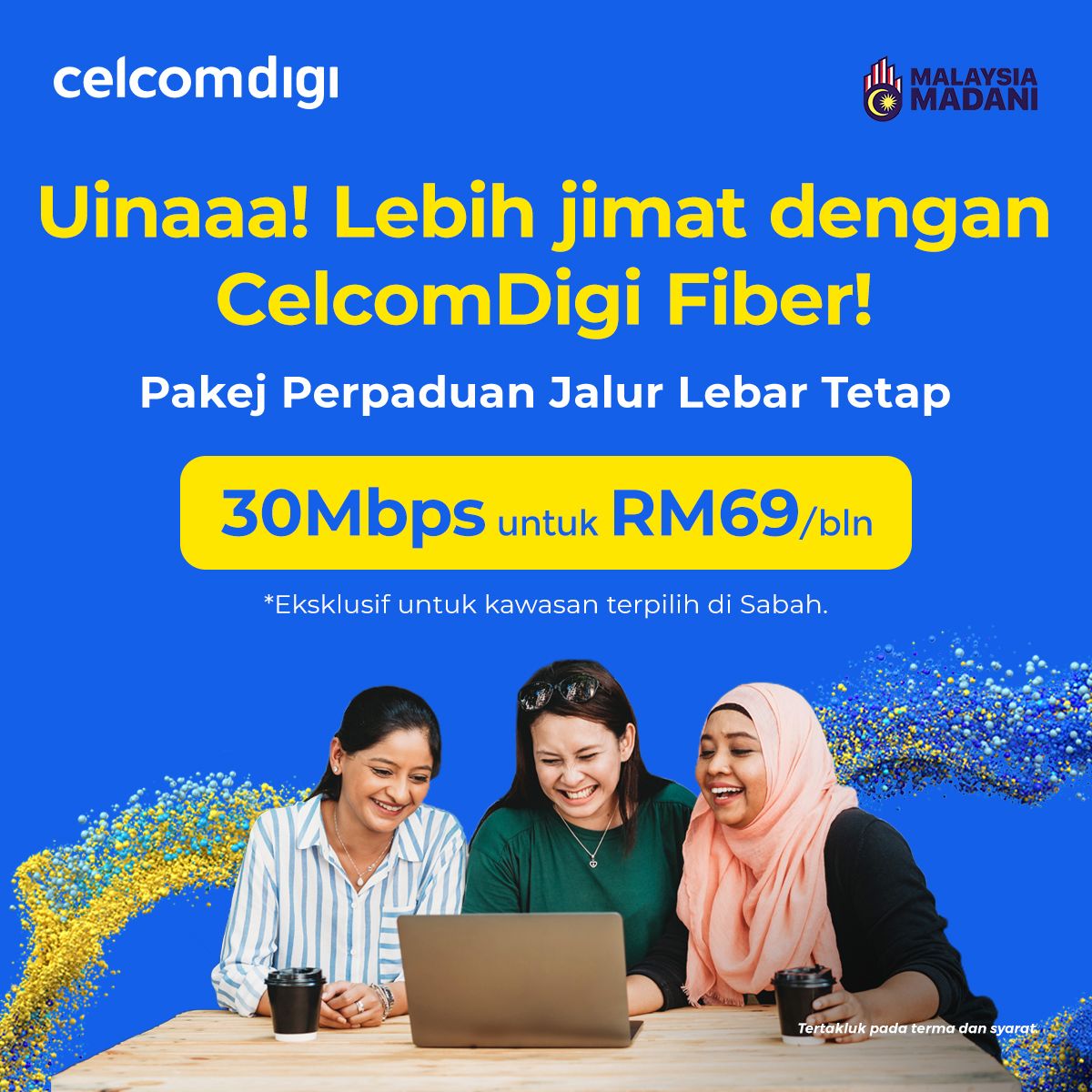 仅限于沙巴！CelcomDigi提供30Mbps家庭光纤宽频每月RM69 - SoyaCincau