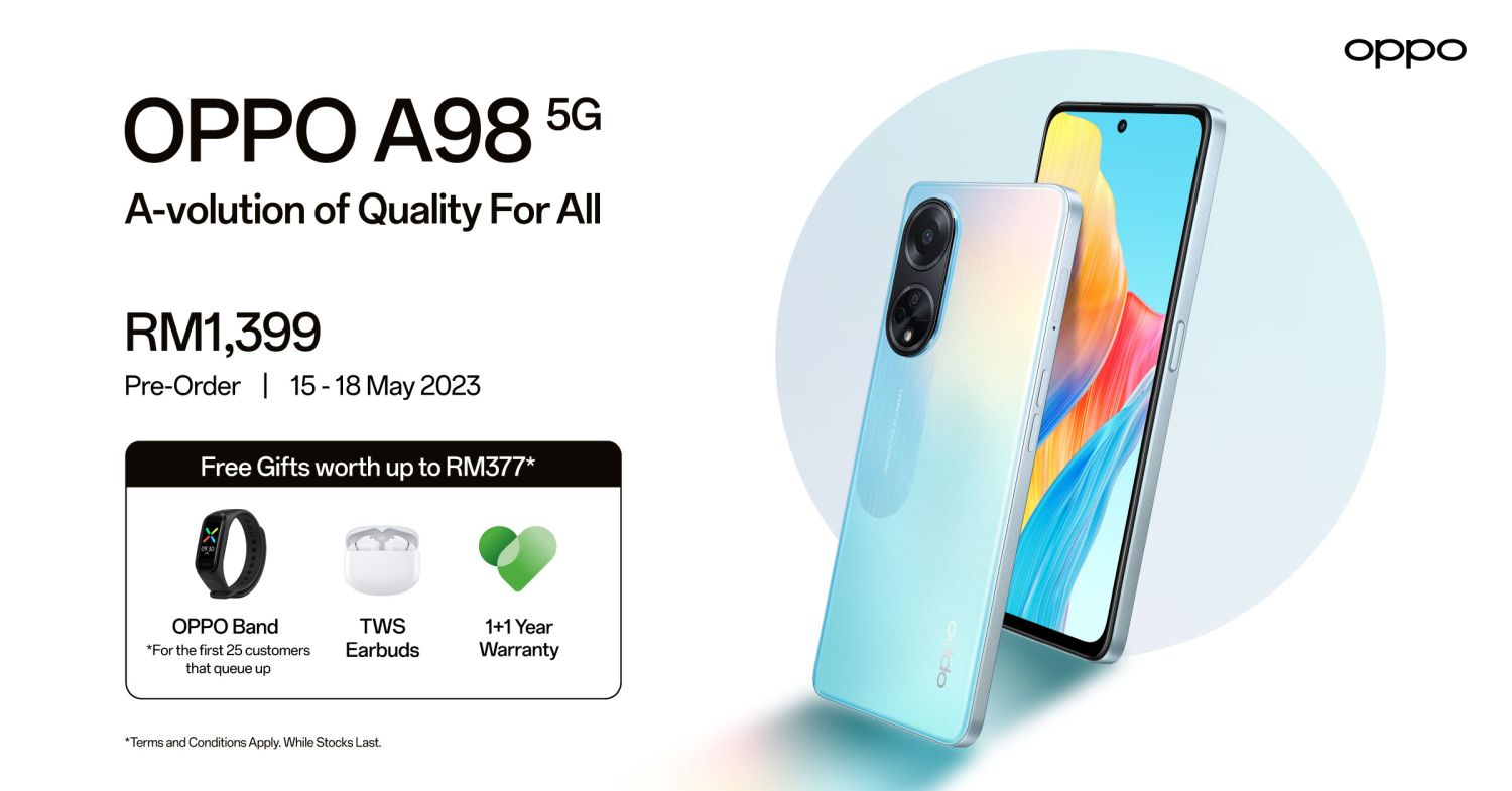 Oppo A98 5G开放预购 售RM1399 - SoyaCincau