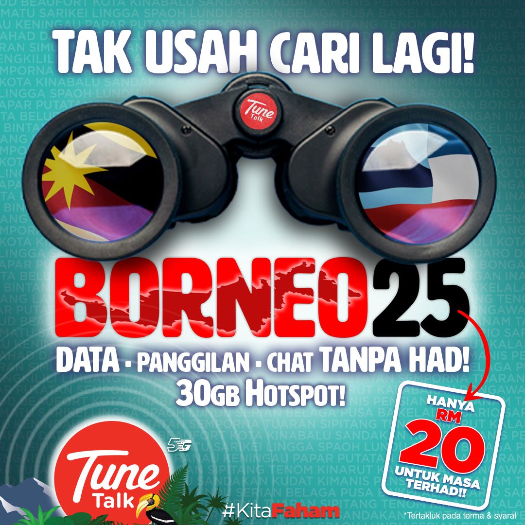 Tune Talk Borneo 25预付配套优惠 每月RM20享有30GB - SoyaCincau