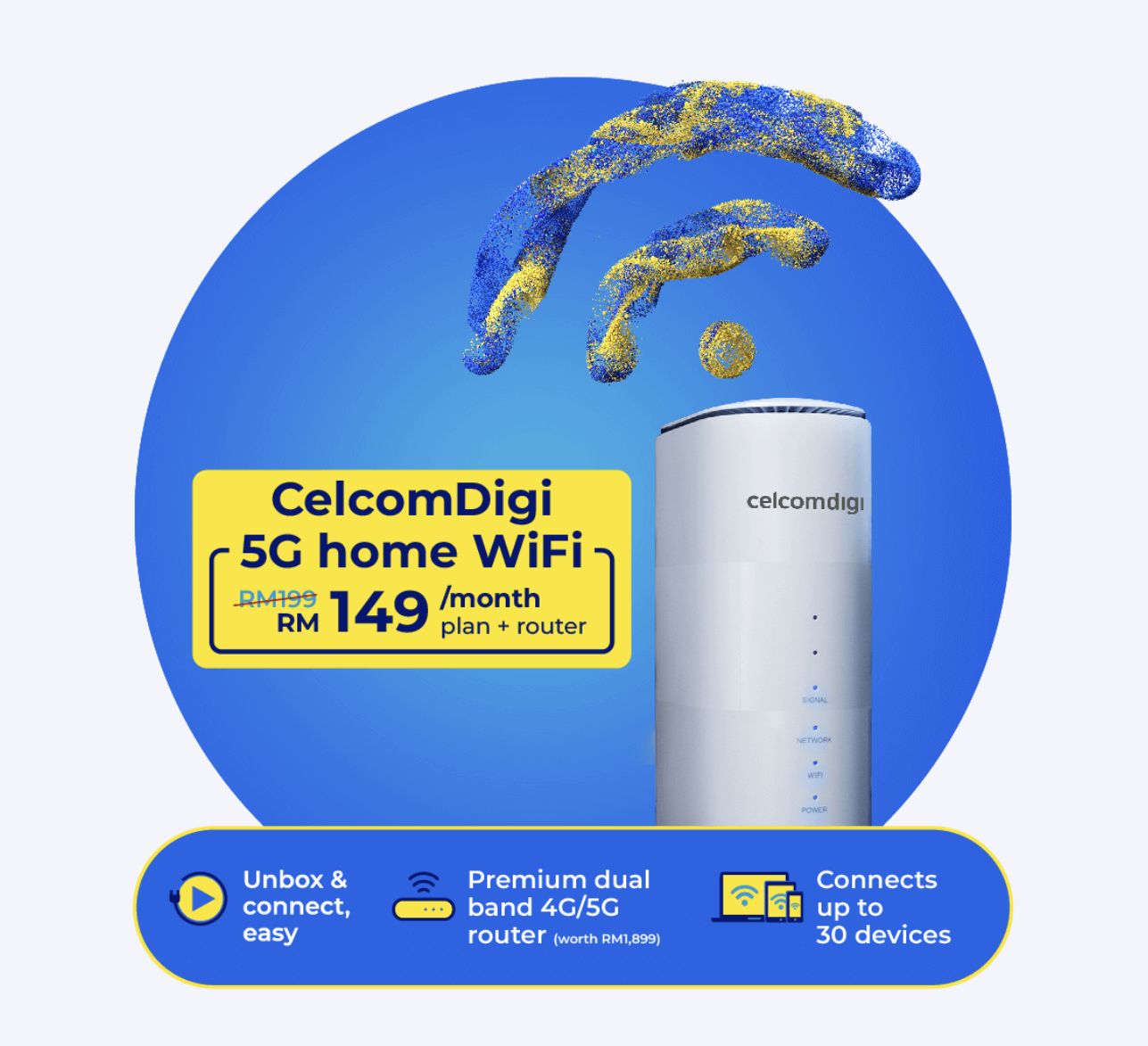 无需合约！CelcomDigi 5G Home WiFi和数据配套 每月RM99 - SoyaCincau